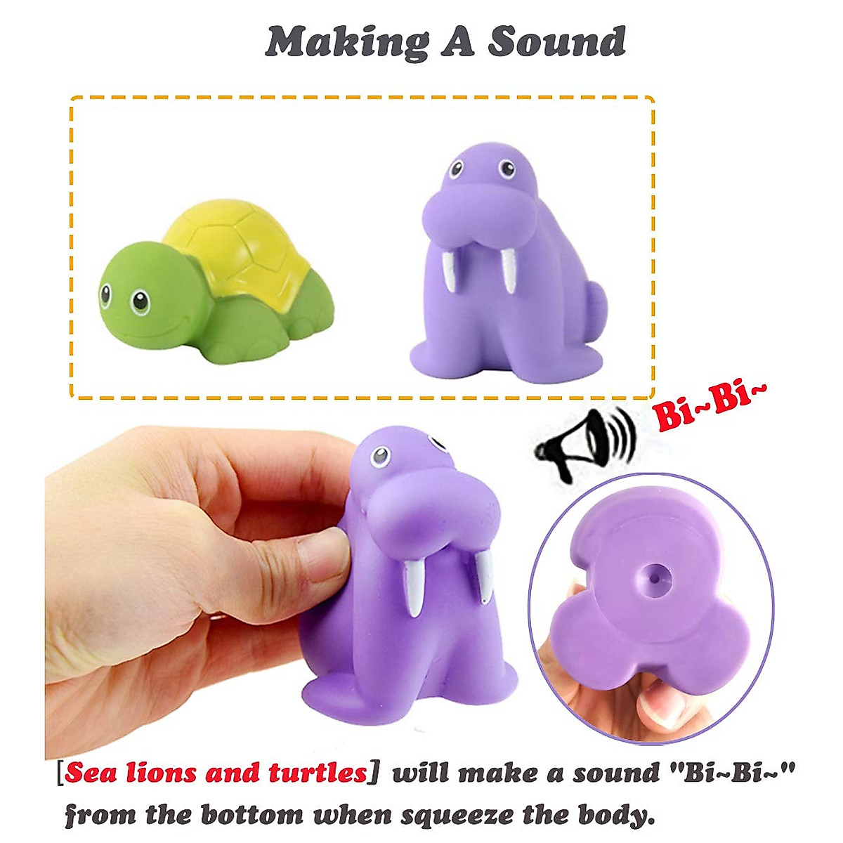 Bath Toy , Fishing Floating Animals Squirts Toys Games Playing Set with Fishing net , Fish Net Game in Bathtub Bathroom Pool for Babies Toddlers and Kids (Dark Blue)