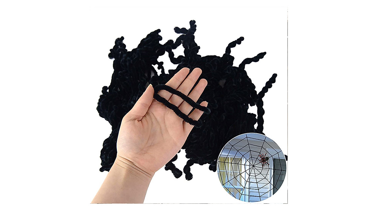 4 feet Black Spiderweb Spider Webs Halloween Decorations Large 5ft end ...