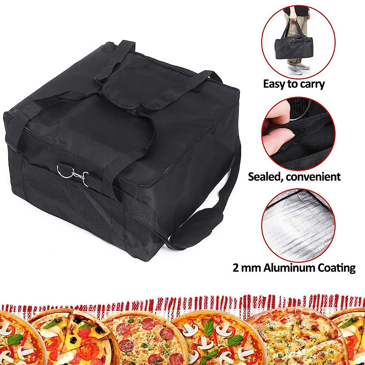 20inch Insulated Pizza Delivery Bag Reusable Food Delivery Bag Wear Oxford Cloth Lightweight Thermal Folding Pizza Delivery Bag