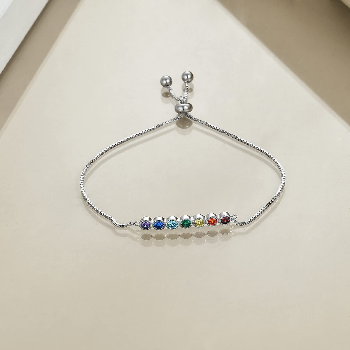 ONEFINITY Chakra Bracelets Sterling Sliver 7 Chakra Bracelets for Women Healing Jewelry Yoga Gifts for Women Girl