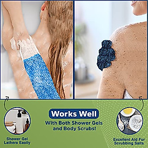 Exfoliating Gloves and Back Srubber for Shower for Men and Women | Body Exfoliation Scrub Towel & Spa-Quality Bath Shower Gloves | Exfoliating Mitts (2 Sets) and Single Back Loofah to Remove Dead Skin