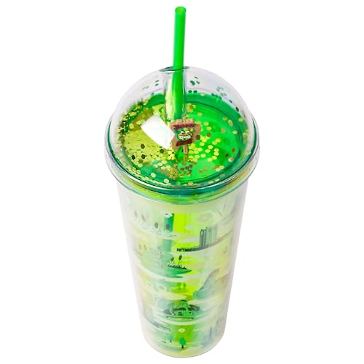 Silver Buffalo Shrek Swamp Beware Ogre Dome Glitter Top Travel Tumbler, 24 Ounces