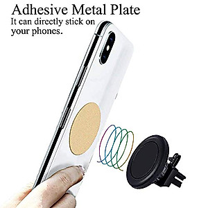 ACKLLR 16 Pieces Phone Car Mount Metal Plate with Adhesive for Magnetic Cradle-Less Mount,Cell Phone, GPS and Tablet Holder, 8 Rectangular and 8 Round, Black, Silver, Gold, Rose Gold