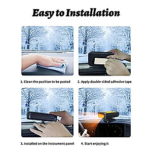 12V 200W Dashboard Heater for Car, Portable Car Heater That Plugs into Cigarette Lighter, Fast Heating Cooling Defrost Defogger for Car, 360 Degree Rotatable Base