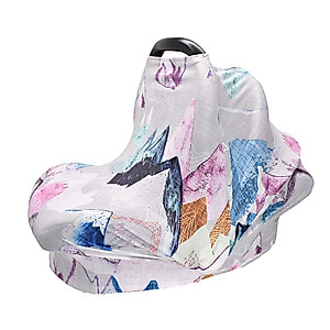 Nursing Cover for Baby Breastfeeding Stretchy Car Seat Canopy for Baby Girls/Boys, Multi-Purpose Soft Breathable Nursing Cover for Shopping Cart, High Chair, Stroller, Baby Shower Gifts(Pink)