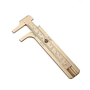 Juland Retro Vernier Caliper Copper Alloy Mini Brass Sliding Pocket Caliper Metal Double Scale for Measuring Gemstones and Jewelry Components Bead Wire Guitar Repair 80 mm /3.15"