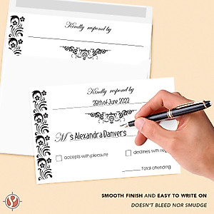 RSVP Wedding Return 4" x 6" Cards and Envelopes – Blank Reply Response Card for Weddings, Rehearsal Dinners, Baby and Bridal Showers, Birthdays, Engagements, Bachelorette Parties – 50 per Pack