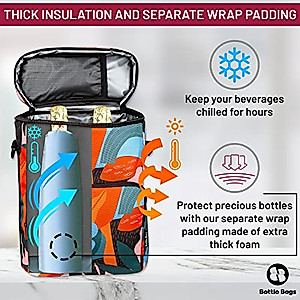 Champagne & Wine Tote Bags for 2 Wine Bottles – Insulated Wine Carrier Bag with 3 Storage Pockets, Detachable Shoulder Strap & Carry Handle – Leakproof, Waterproof Wine Cooler Bag – Sunny Side