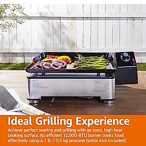 Amazon Basics Outdoor Portable 1 Burner Tabletop Gas Griddle with 18-Inch Enamel Coated Top