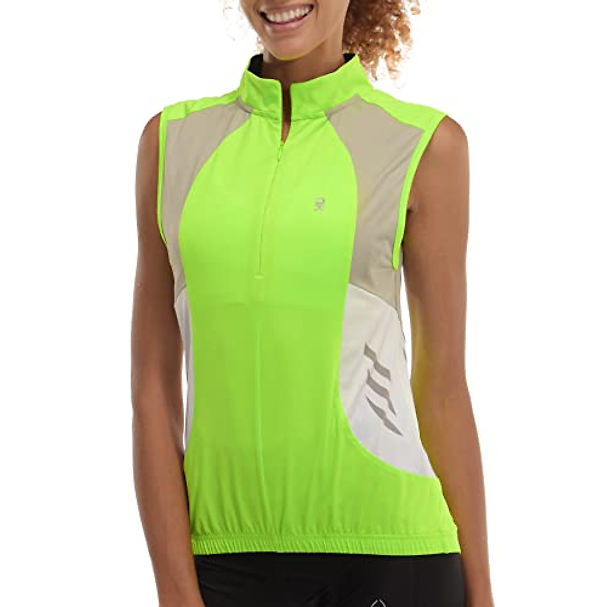 Little Donkey Andy Women's Bike Vests Sleeveless Cycling Jerseys Shirts Breathable 4 Rear Pockets Fluorescent Yellow M