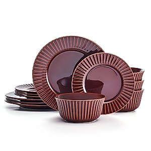 Pfaltzgraff Dannie Red 12 Piece Dinnerware Set, Service for 4, Red