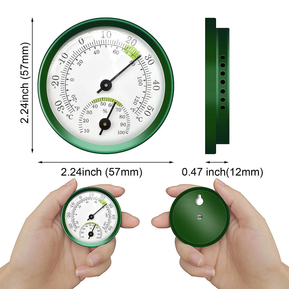 2-Pack Mini Thermometer Indoor and Humidity Gauge – Small Thermometer Hygrometer Analog Temperature Monitor for Home Wall Room Greenhouse Incubator Tank Decorative, NO Battery Needed