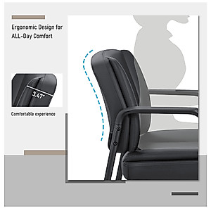 Furniwell Office Guest Chair Wating Room Reception Chairs Set of 2, PU Leather Executive Desk Chair with Padded Armrests for Meeting Conference (Black)