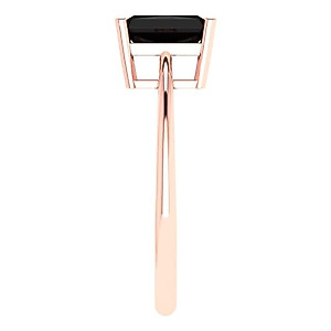 1.0 ct Radiant Cut Solitaire Genuine Natural Black Onyx Gem Bridal Designer Anniversary Engagement Ring 14k Rose Gold 4.5