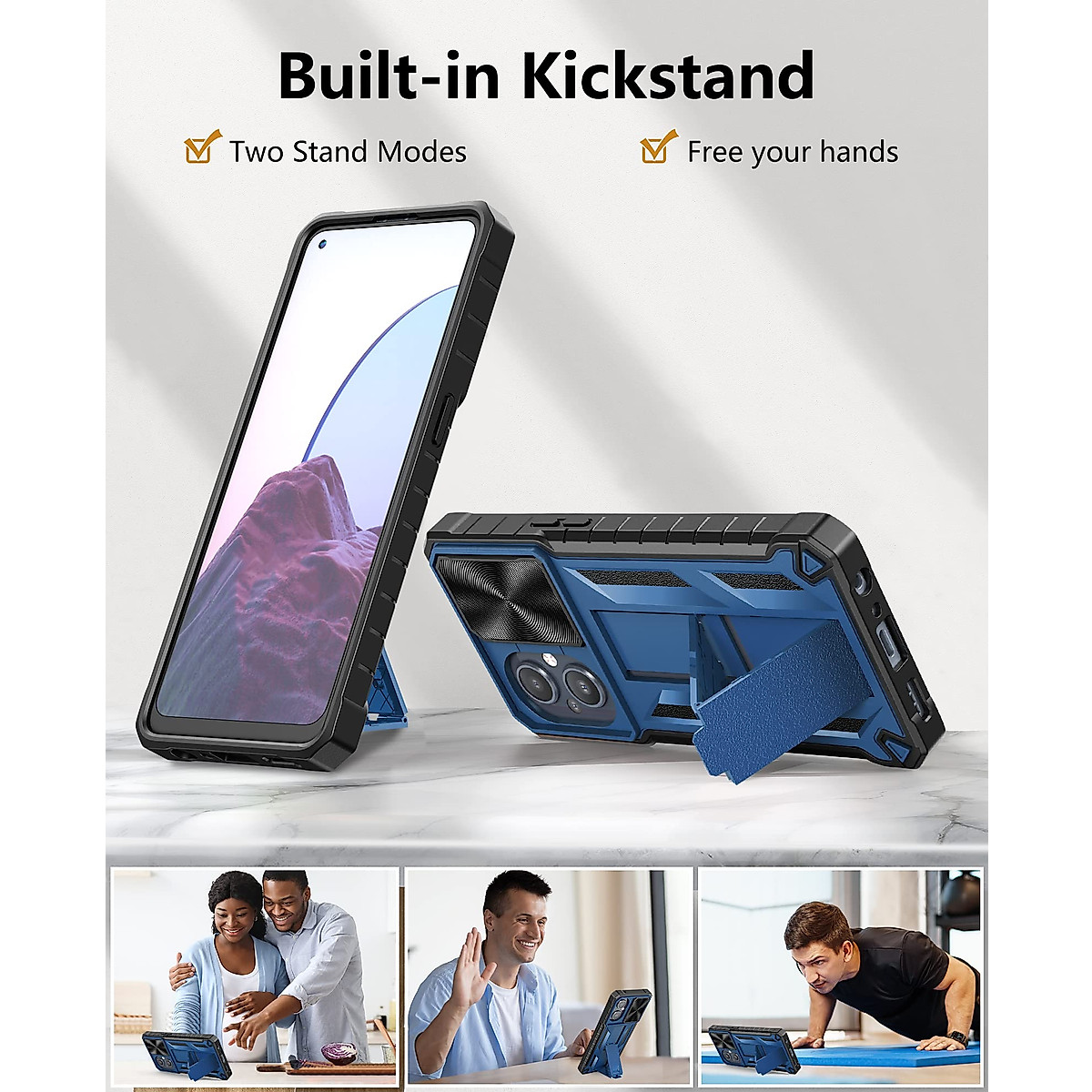 WTYOO Case for OnePlus Nord N20 5G: Military Grade Drop Proof Phone Protective Cover with Kickstand and Slide Cover Protection - Shockproof TPU Matte Textured