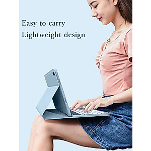 iPad 9th Generation 8th 7th Gen Keyboard Case with Mouse iPad Air 3 Pro 10.5 Color Keyboard Retro Round Key Cute Candy Colors Detachable Keyboard iPad 10.2 Cover (MintGreen)
