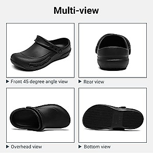 Men Non Slip Chef Shoes, Waterproof Nursing Work Clog for Kitchen, Zapatos para Trabajar En Restaurante De Hombre Black