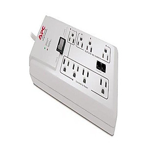APC P8GT 8 Outlets 120V Power-Saving Home/Office SurgeArrest with Phone Protection White, 9.1 x 14.0 x 1.5