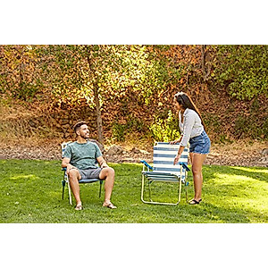 OmniCore Designs New Standard Folding Camp/Lawn Chair (2 Pack) - Blue/White