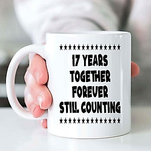 17 Years Together Forever Gifts - Gift for Couples on Grey Multicolor Unisex Sweat and 11 Oz White Ceramic Coffee Mug