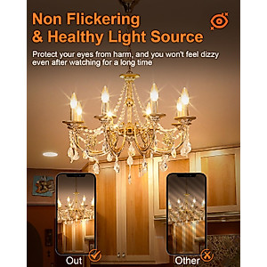 MEQIQTEK E12 60 Watt Incandescent Candle Light Bulbs, Chandelier Light Bulbs for Ceiling Fan, Vanity, Outdoor - Warm White 2500K, 500 Lumen Dimmable B10 Clear Candelabra Base Bulbs (12 Pack)