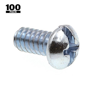 Prime-Line 9004521 Machine Screws, Round Head, Phillips/Slotted Combination Drive, #10-24 x 3/8 In. (100 Pack)