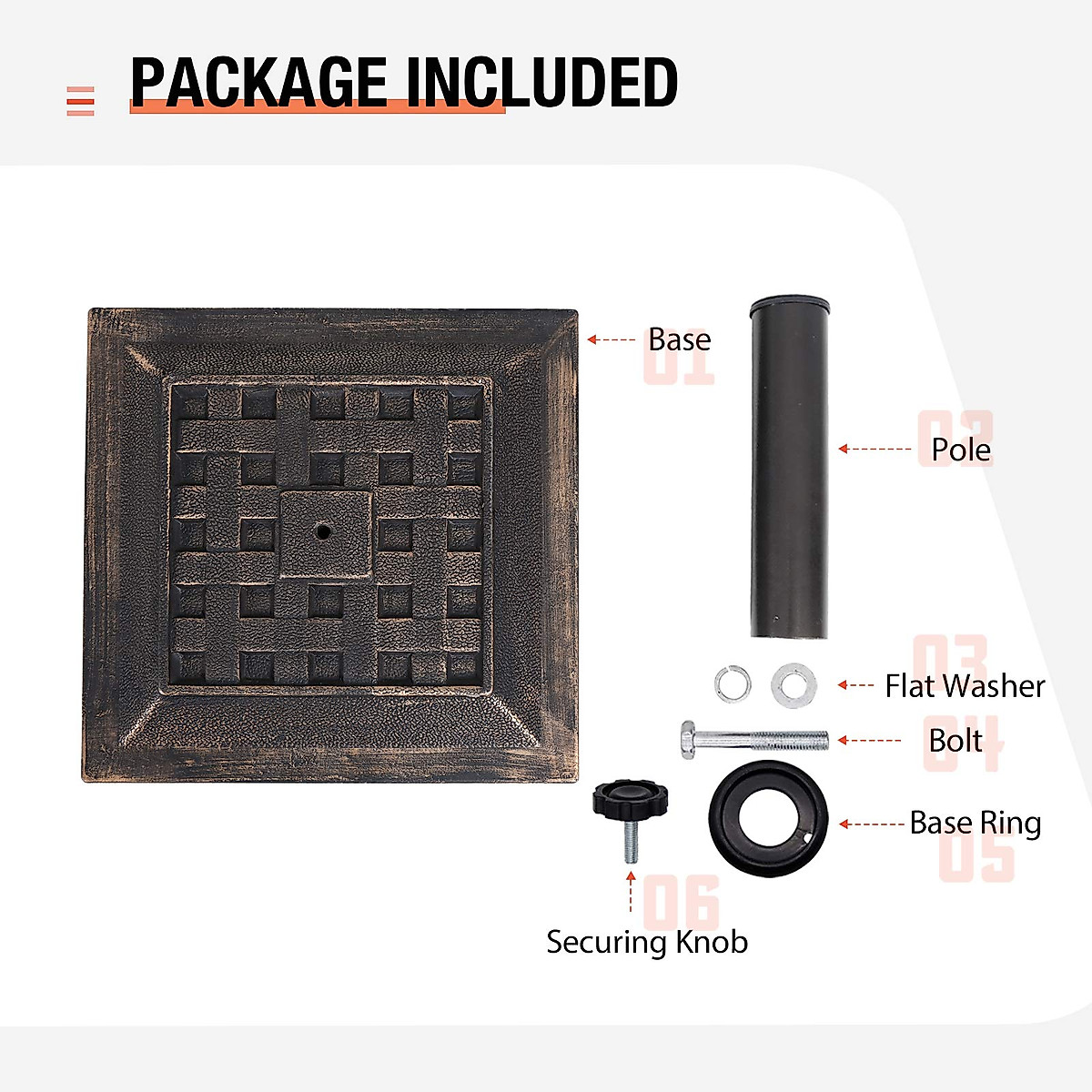 COOS BAY 27 lbs 17.3 inch Outdoor Heavy Duty Square Antiqued Resin Umbrella Base Stand for Patio, Garden, Lawn, Bronze…