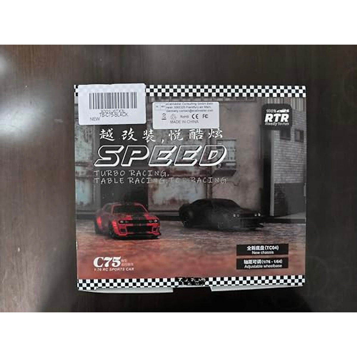 FLYCOLOR TurboRC 1:76 Mini Sports Car 4CH 2.4GHZ Remote Control Full Proportional RTR Kit with 2 Replaceable Body Shell (C75-Black)