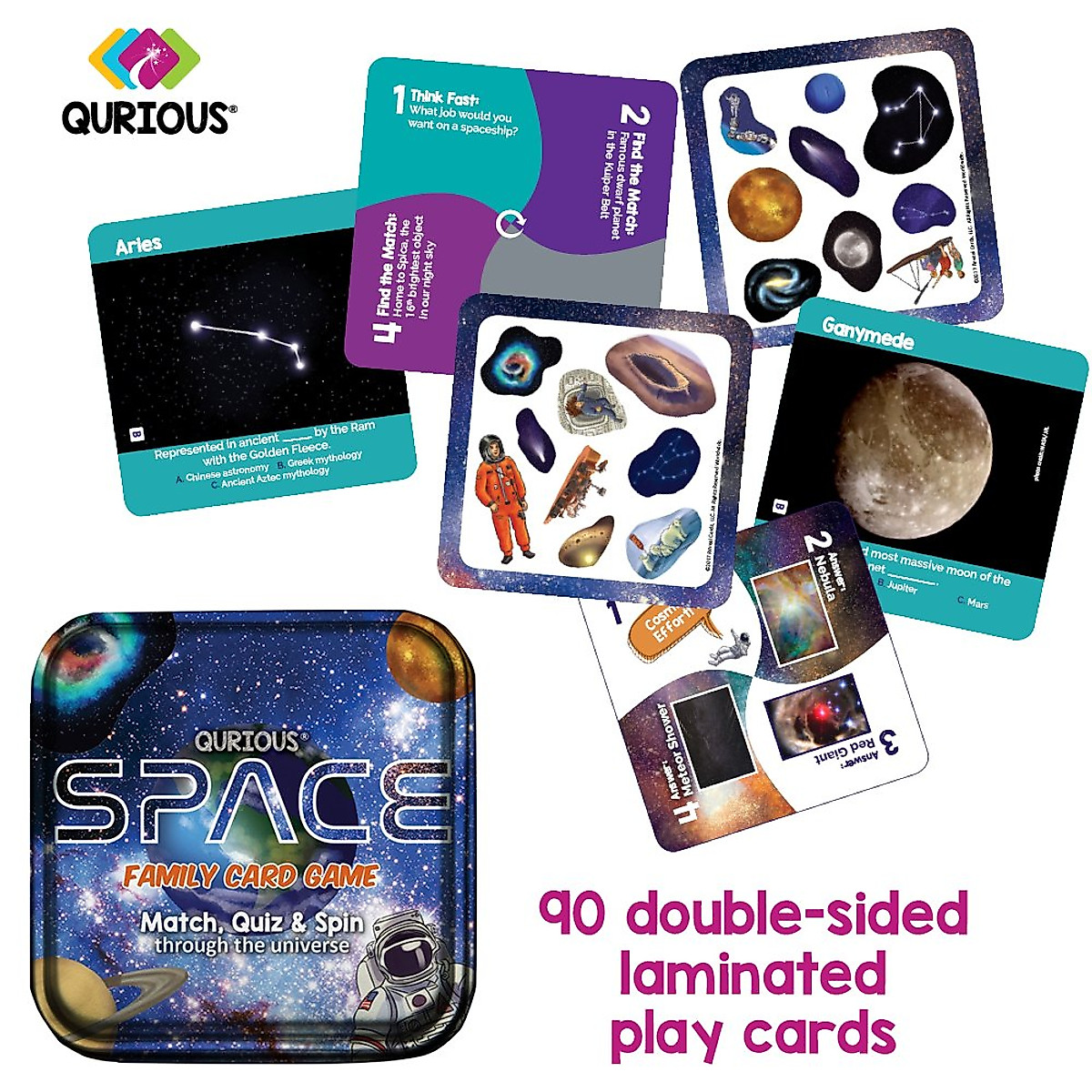 Qurious Space | STEM Flash Card Game | Explore, Match, Quiz & Spin Through The Universe. Perfect for Astronomy Fans and Future Astronauts