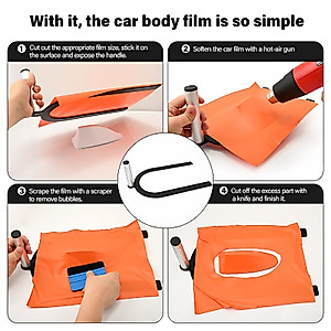 FOSHIO Aluminium U-Sharp Car Mirror Wrap Tool with Handle, Wrap-U-Ezee Vinyl Wrap Window Tint Tools for Bumper, Door Handle,Shark Fin GPS Antenna