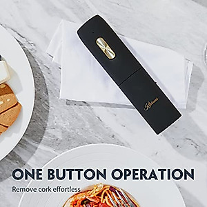 KITVINOUS Electric Wine Opener Set with Charging Base, Reusable Automatic Wine Bottle Opener with Led Light, Portable Corkscrew with Pour & Preserver Vacuum Stopper, Foil Cutter, Black