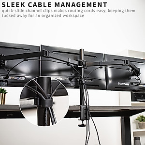 VIVO Triple Monitor Adjustable Desk Mount, Articulating Tri Stand, Holds 3 Screens up to 24 inches, Black, STAND-V003Y