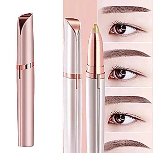 GoldTech Products Eye Brow Trimmer, Eyebrow Hair Remover, Portable Eyebrow Epilator Razor Pen with LED Light, Eyebrow Shaver Tool for Eye Brows, Face, Lips, Nose, Rose Gold with 18K Plated Tip