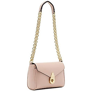 Calvin Klein Soft Lock Lamb Leather Small Convertible Crossbody Shoulder Bag, Pale Rose