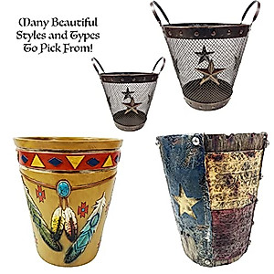 Urbalabs Bear On Log Western Rustic Bathroom Trash Can Office Waste Basket Country Decor Rustic Office Garbage Can Cowboy Gun Decor Bathroom Decor Man Cave Western Waste