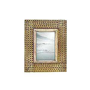 Foreside Home and Garden Brass 4 x 6 inch Decorative Distressed Hammered Metal Picture Frame, 61
