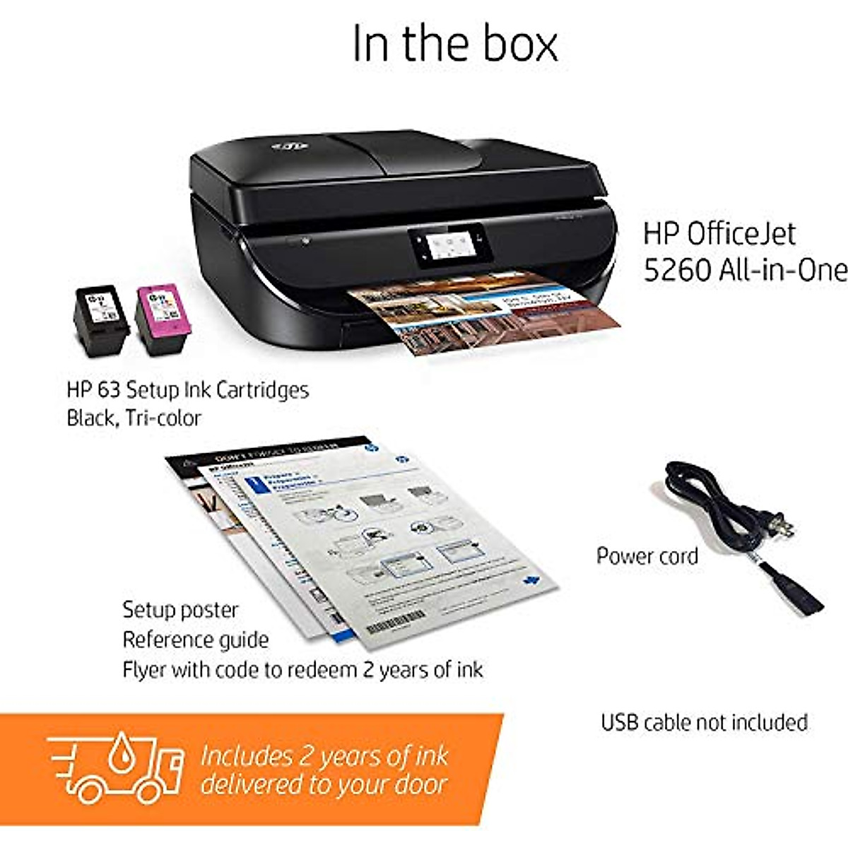 HP OfficeJet 5260 Wireless All-in-One Printer – includes 2 Years of Ink Delivered to Your Door, Works with Alexa (Z4B13A)