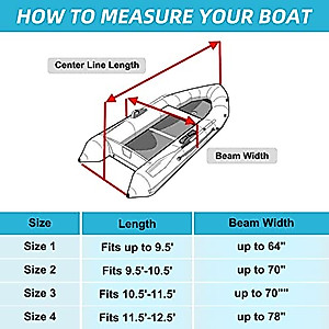 Seapisode 600D Marine Grade Fade and Tear Resistant Dinghy Cover, Heavy Duty Waterproof and Sunproof Inflatable Boat Cover, Silver (10.5'-11.5' Long)