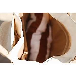 TRIBECA TRIBE Beach Bag - Large Woven Beach Tote Bag - Boho Chic Travel Tote Bag With Hat Holder (Wide Style- Desert)