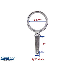 SeaLux 316 Stainless Steel I.d. 2-1/4" Round Oarlock Heavy Duty 1/2"x 2" Shaft for Boat/Kayak (Pair)