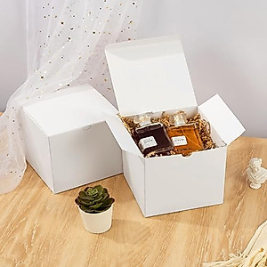 OfficeCastle 10 Pcs White Paper Gift Box with Lids, 8”x8”x6” White Foldable Paper Boxes for Party Presents, Birthday, Bridal Showers, Business