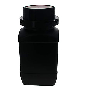 Bettomshin 1Pcs Wide Mouth Reagent Bottle, 75x145x50mm/2.95x5.71x1.97"(WxHxID)500ml PE Plastic Solid Sealing Bottle, Square Light Container Lab Solid Sample Storage Black with Anti-theft Cap