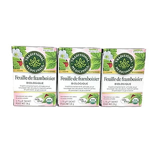 Traditional Medicinals Organic Raspberry Leaf Herbal Tea Caffeine Free, 16 ct. (Pack Of 3)