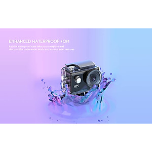 COOAU Action Camera HD 4K 20MP WiFi with External Microphone, Underwater Camera 40M with Remote Control, Waterproof Sport Camera 170° Wide Angle Time Lapse, 2x1200mAh Batteries/16 Accessories