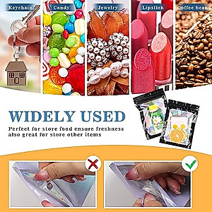 120 Resealable Mylar Bags, Smell Proof Bag for Food Storage, Holographic Packaging Pouch Bags with Front Window for Sample Snack Cookies Jewelry (4 x 6 Inch, Black)