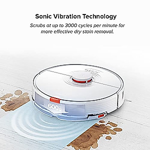 roborock S7+ Robot Vacuum and Sonic Mop with Self-Empty Dock, Stores up to 60-Days of Dust, Auto Lifting Mop, Ultrasonic Carpet Detection, 2500Pa Suction, White