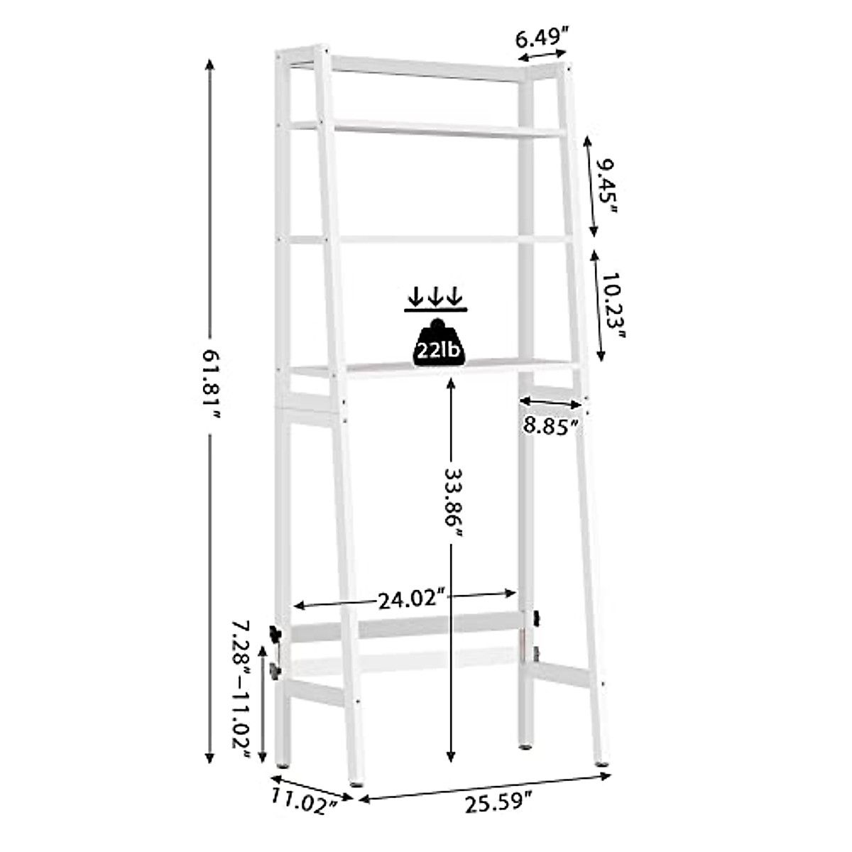 MallKing Over The Toilet Storage, Wooden 3-Tier Over-The-Toilet Rack Bathroom Space Saver Organizer, Freestanding Above Toilet with Toilet Paper Holder and Hooks (White)