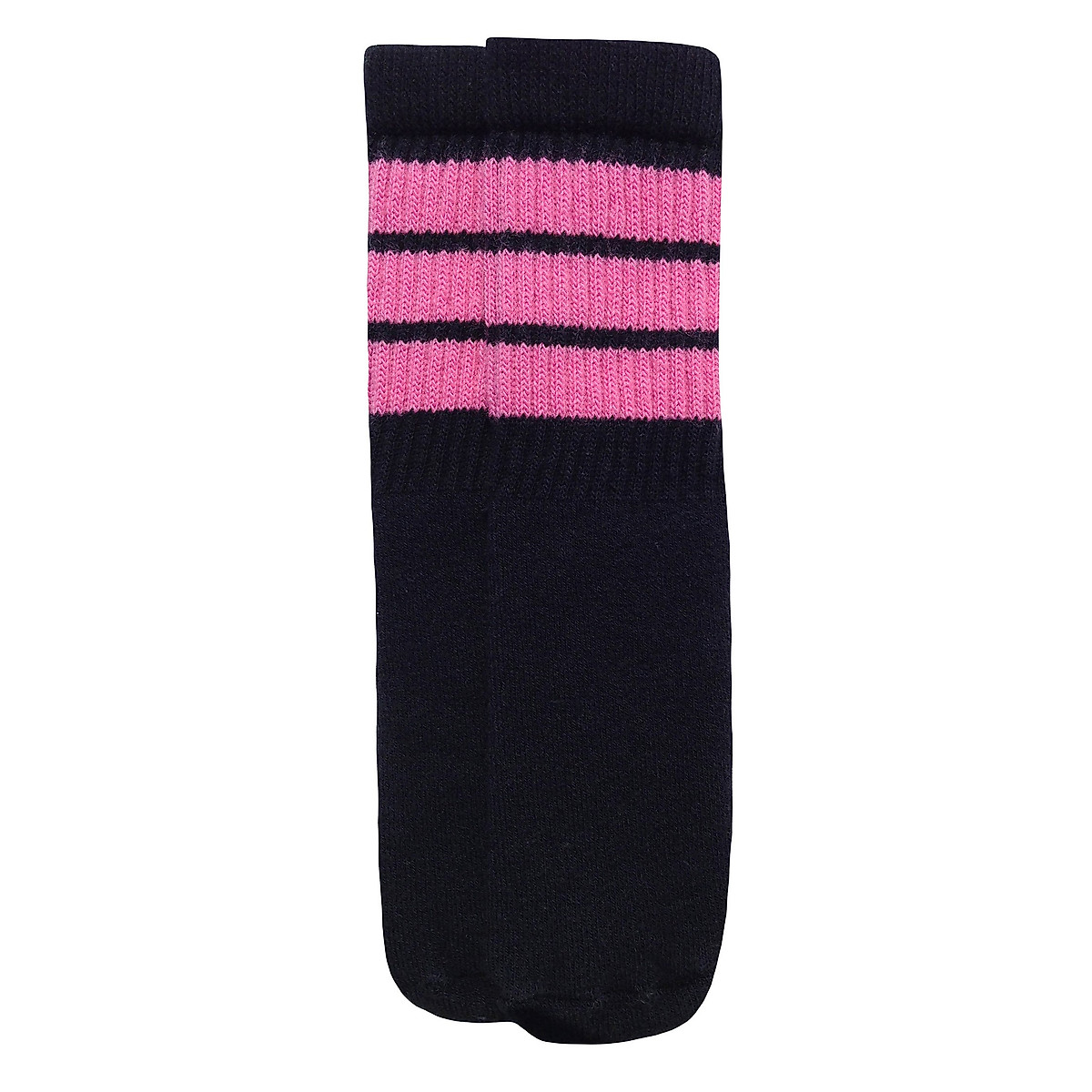 SKATERSOCKS 10" Kids White tube socks with Green stripes style 1