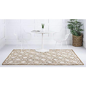 Unique Loom Braided Jute Collection Classic Quality Made Hand Woven with Geometric Design Area Rug, 9' 0" x 12' 0", Ivory/Natural