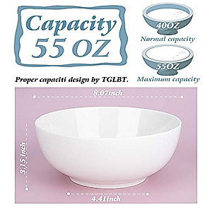 TGLBT 55oz Porcelain Salad/Soup Bowl- 3 Packs,Serving Bowls for Pasta and Fruit Stackable Round Large,White